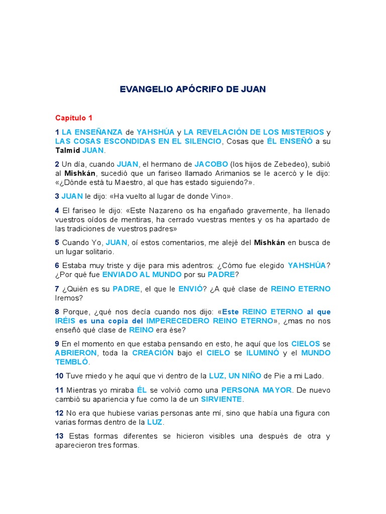Revelaciones del Evangelio Apócrifo de Juan | PDF | Alma | Adán