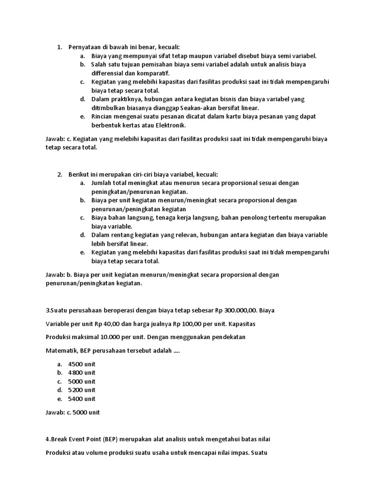Soal HPP Dan BEP Dwi Nugroho | PDF