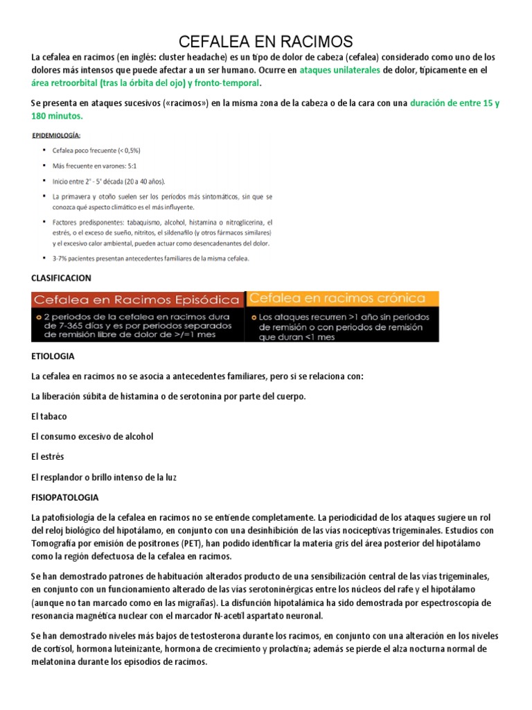6.-Cefalea en Racimos | PDF | Dolor | Síntomas y signos: general