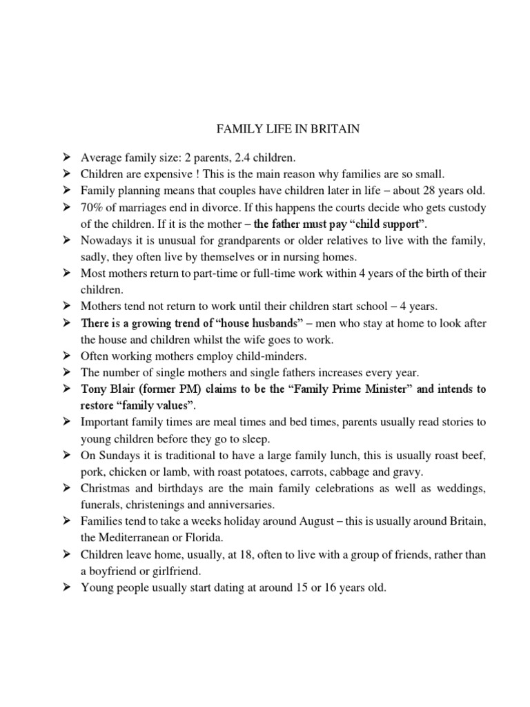 British Family Life Overview | PDF | Family | Living Arrangements