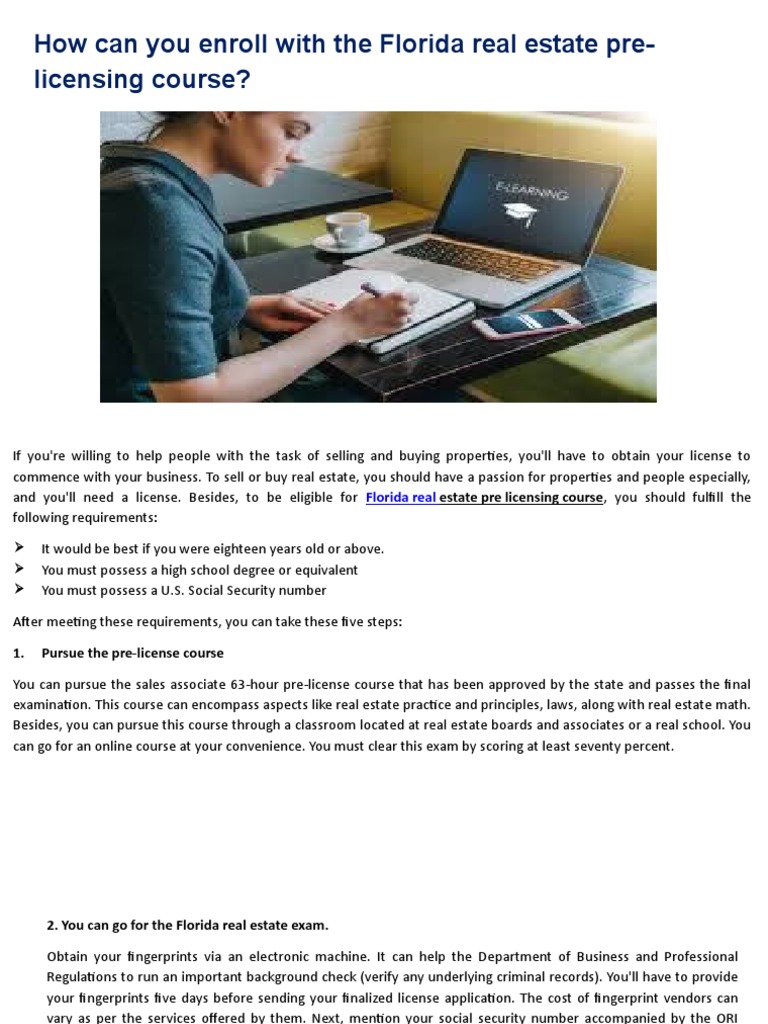 How Can You Enroll With The Florida Real Estate Pre-Licensing Course ...