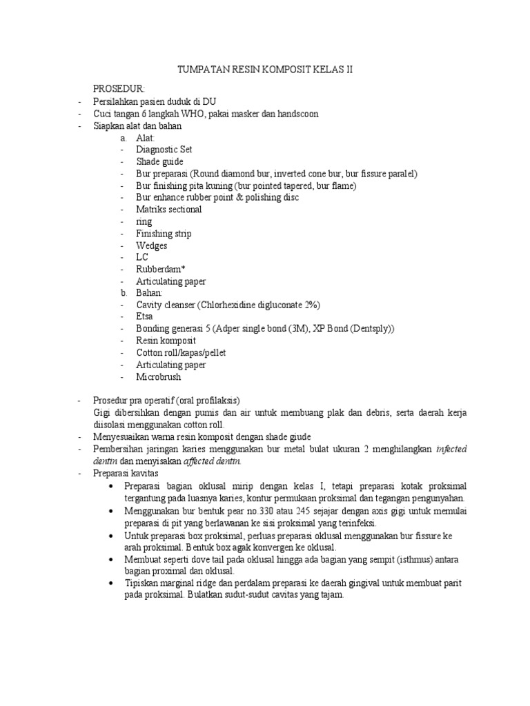 Restorasi Resin Komposit Kelas II | PDF