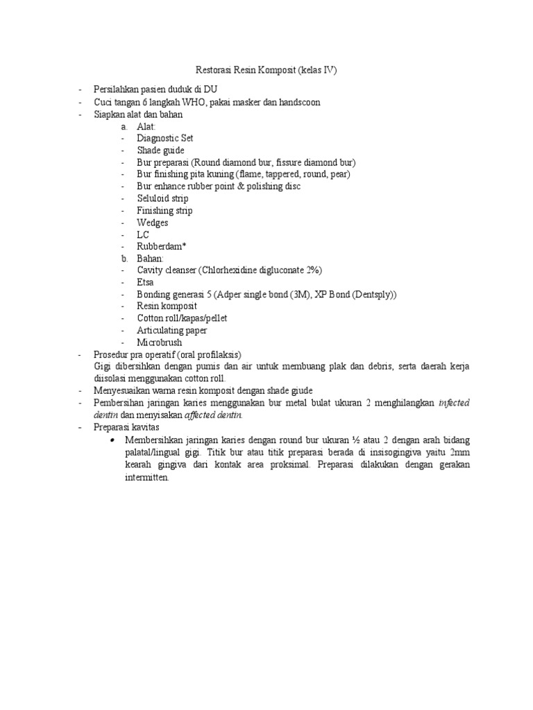 Restorasi Resin Komposit Kelas IV | PDF | Teknologi & Rekayasa