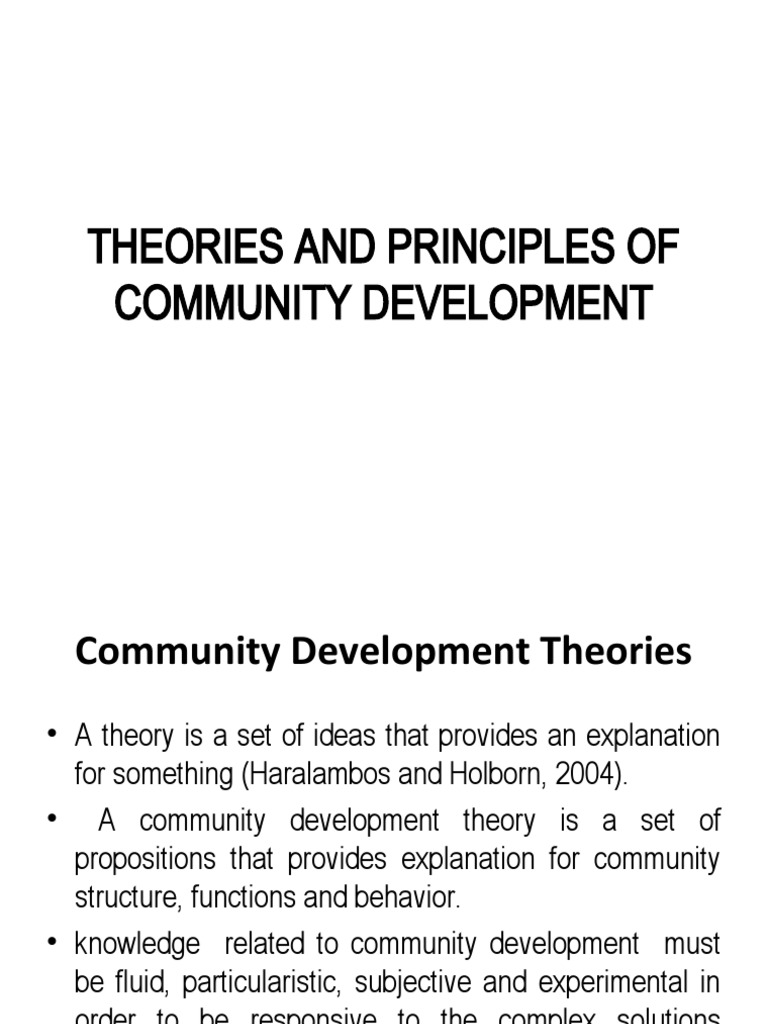 Community Development Theories & Principles | PDF | Community | Theory