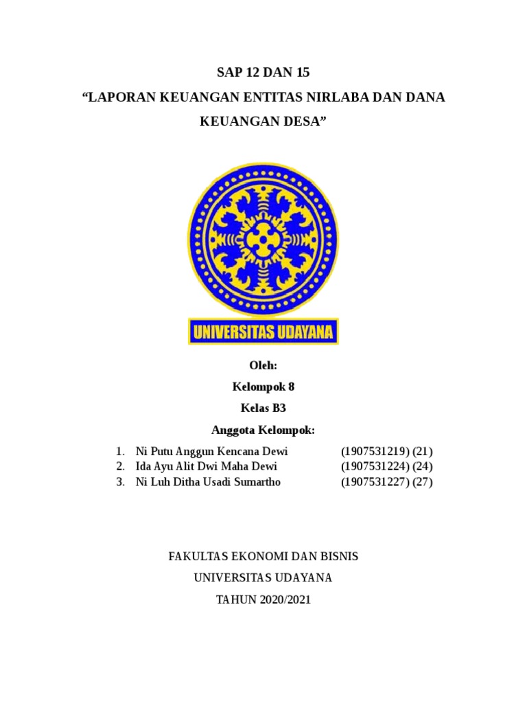 RMK Kelompok 8 SAP 12 Dan SAP 15 | PDF | Pengelolaan Keuangan & Uang
