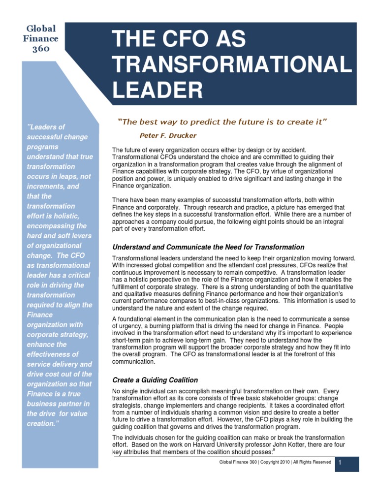 The CFO As Transformational Leader | PDF | Chief Financial Officer ...