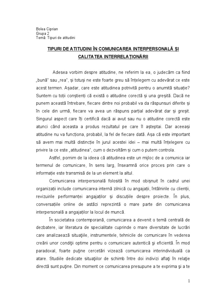 Tipuri de Atitudini | PDF