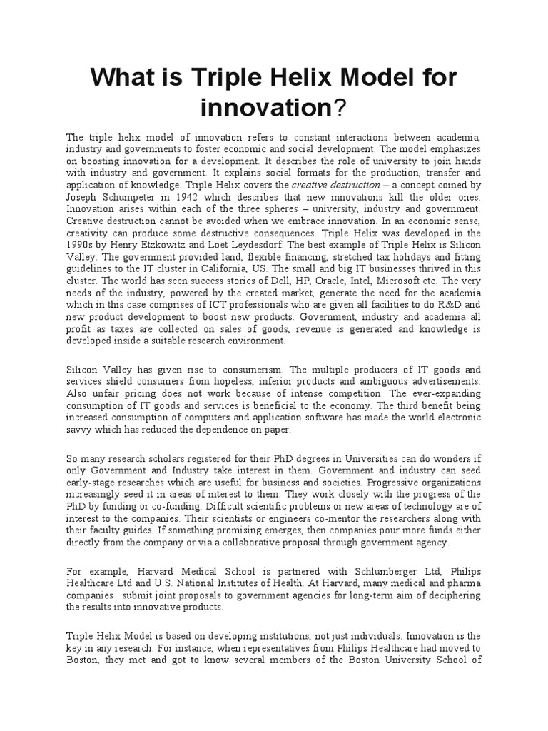 What Is Triple Helix Model For Innovation | PDF | Innovation | University