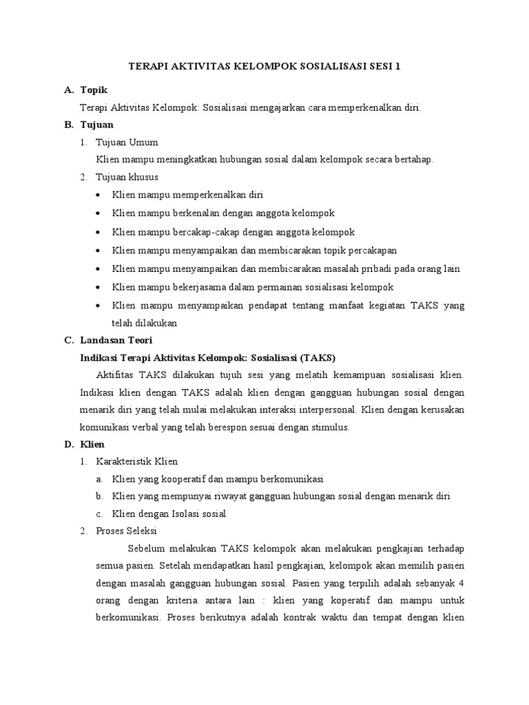 Kel 1 - TAK Sosialisasi Sesi 1 | PDF