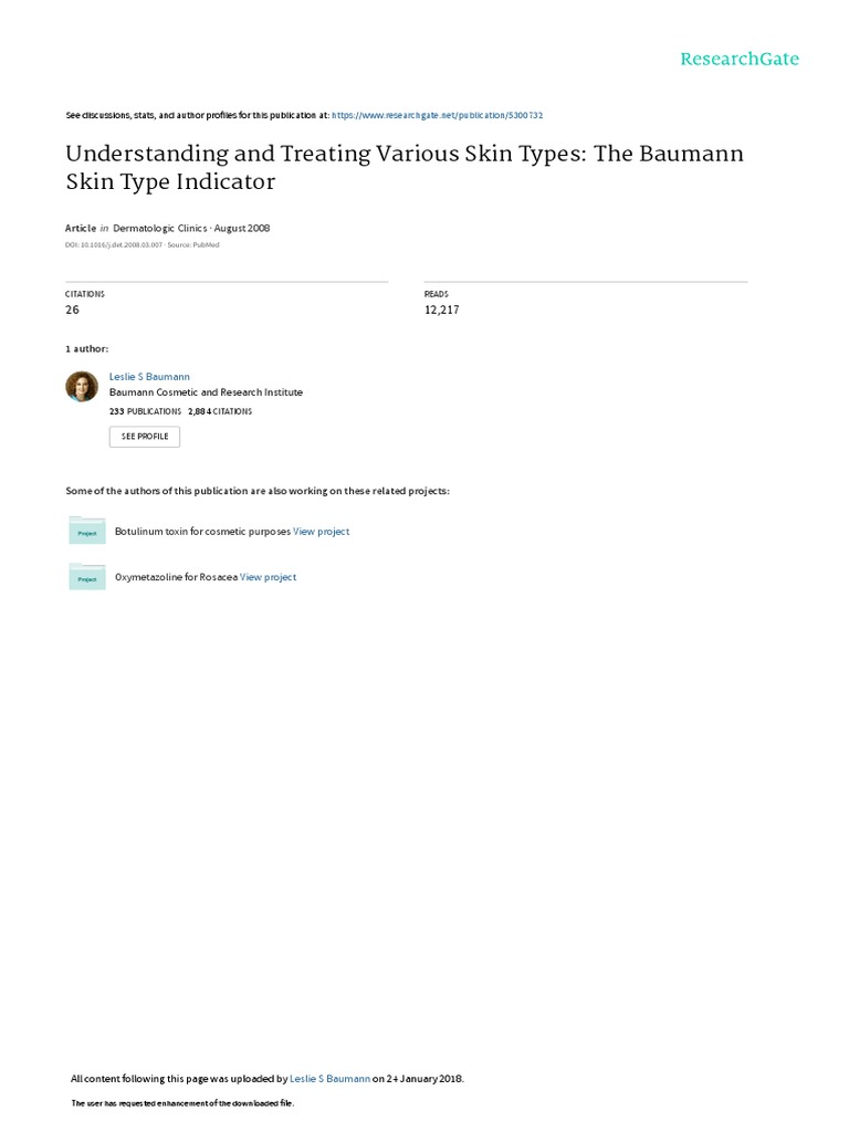 Baumann Skin Type Indicator Guide | PDF | Skin
