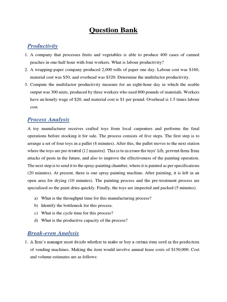 Operations Management - Problem Set | PDF | Forecasting | Standard ...