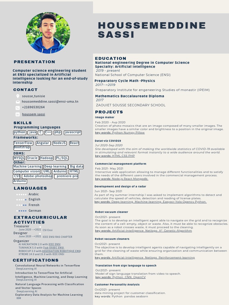 CV Houssemeddine Sassi | Download Free PDF | Artificial Intelligence | Intelligence (AI) & Semantics