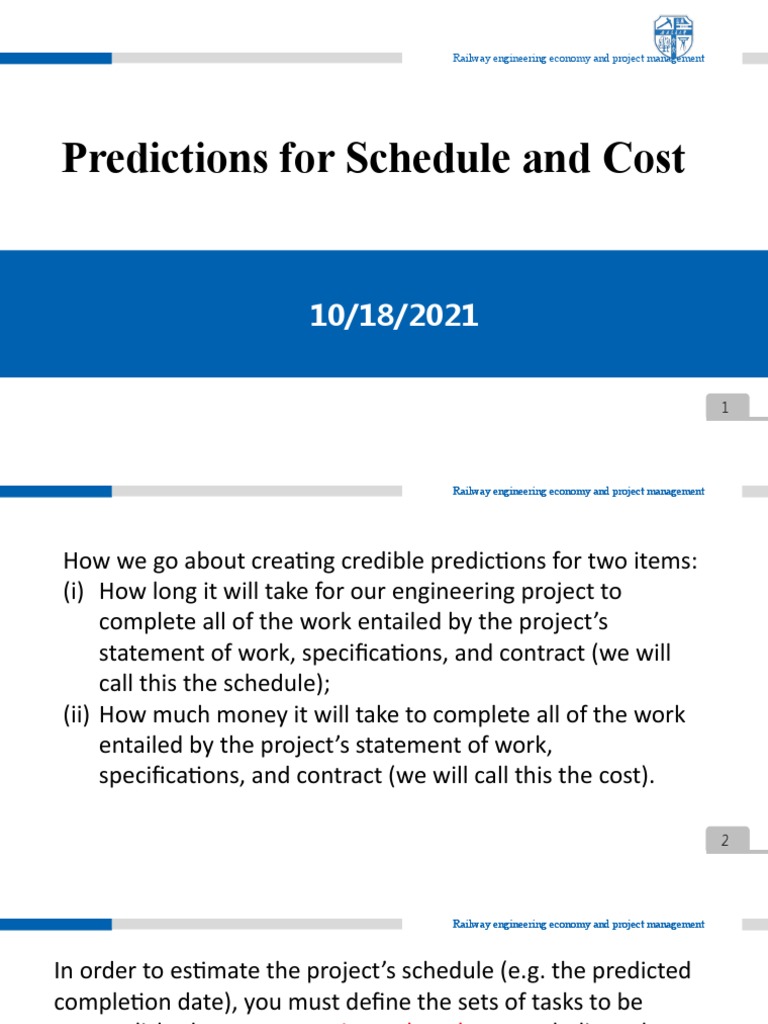 6-Predictions For Schedule and Cost | PDF | Project Management ...