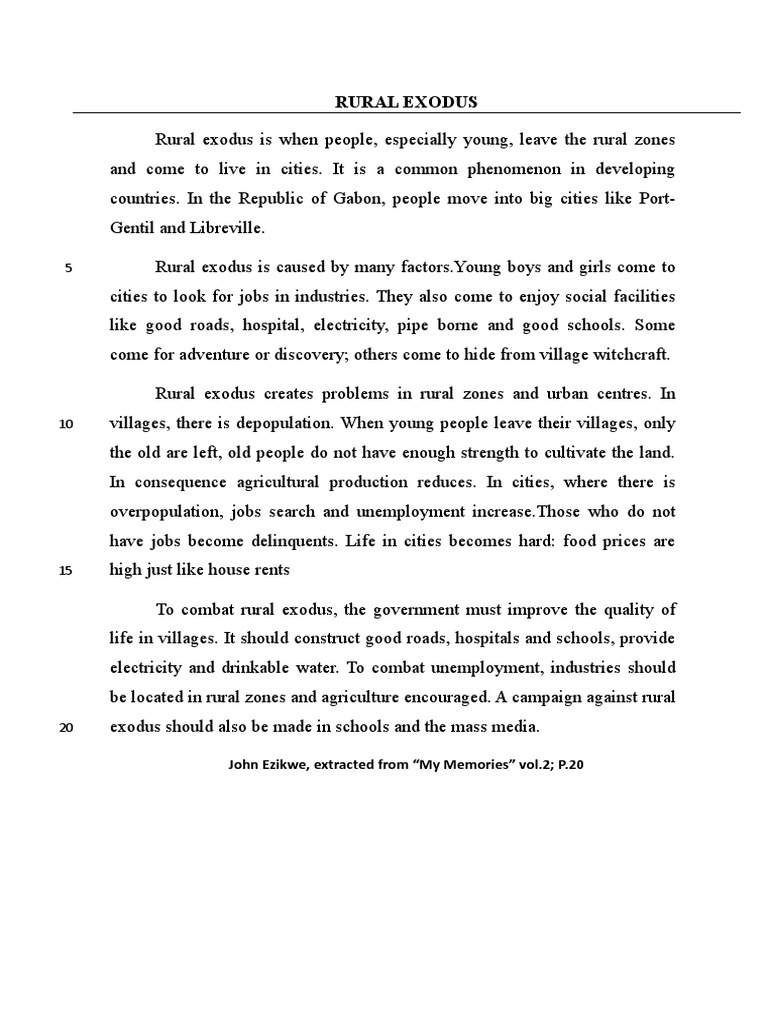00 Rural Exodus (New Text + Analysis) | PDF | Economies