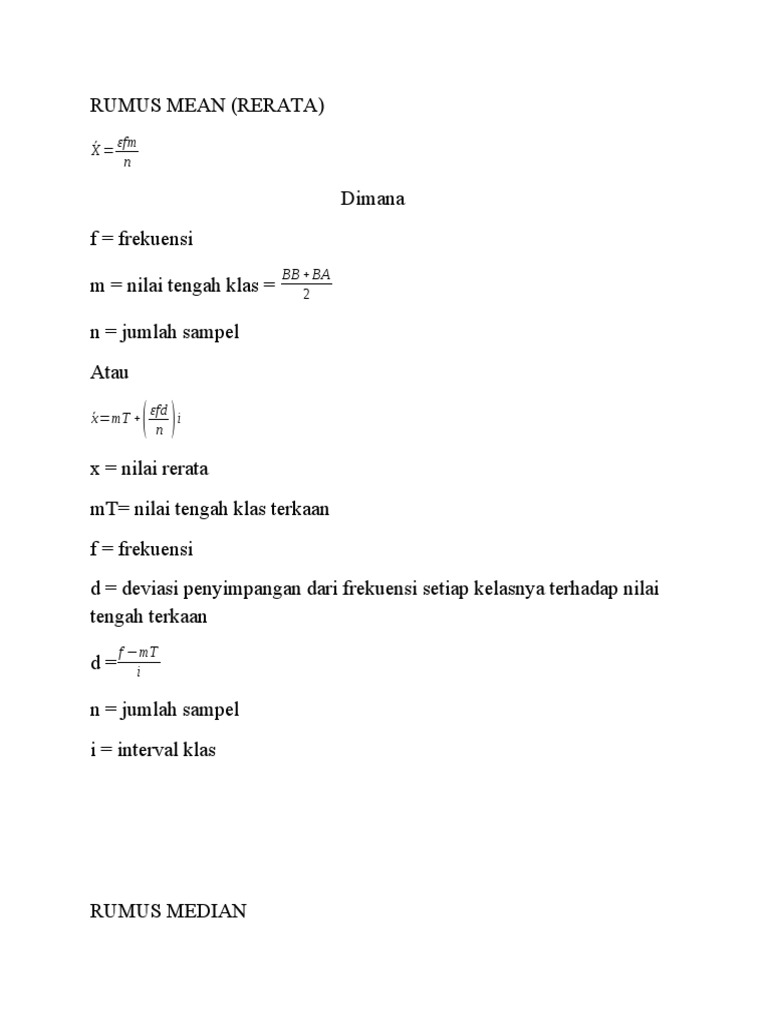 Rumus Mean Median Modus | PDF