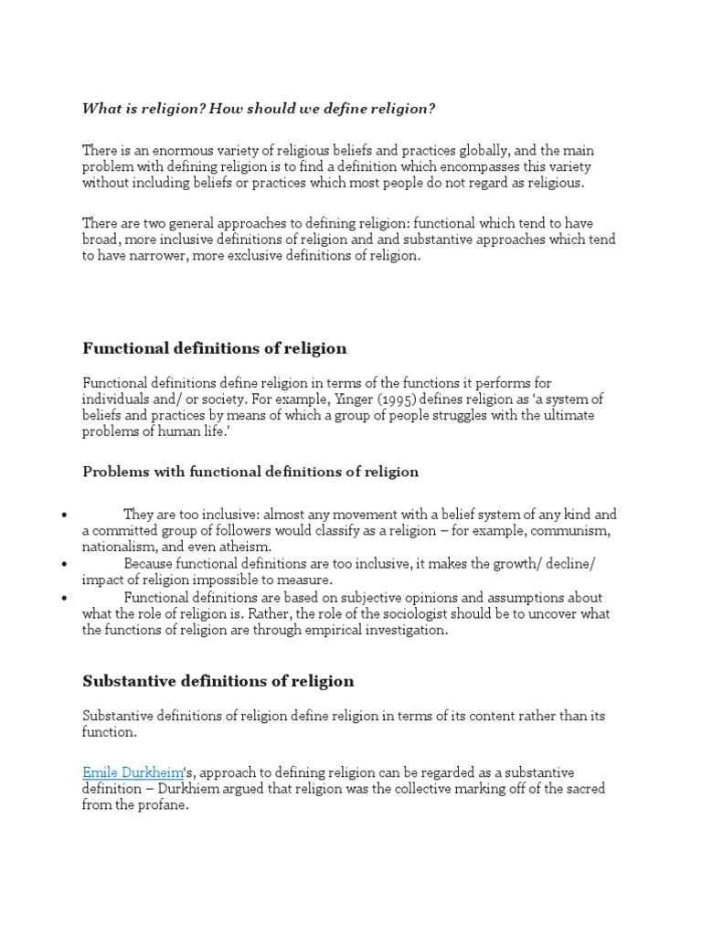 What Is Religion? How Should We Define Religion?: Functional ...