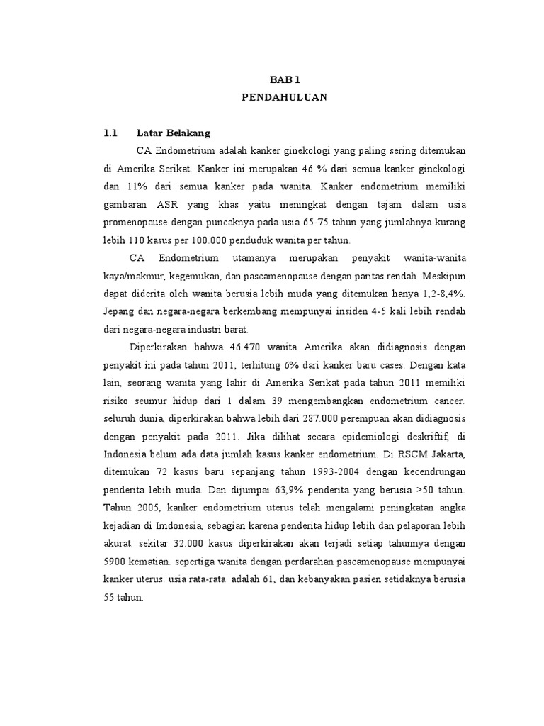 Laporan Bab 1,2,3 Ca Endometrium | PDF