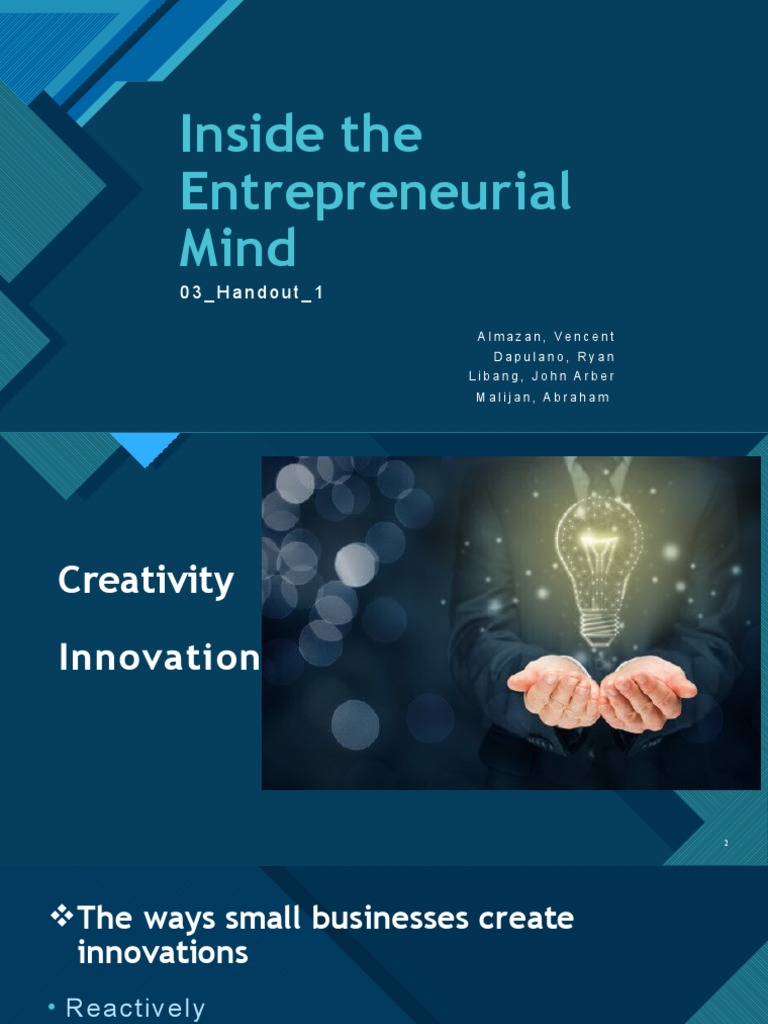 Inside The Entrepreneurial Mind | PDF | Creativity | Innovation