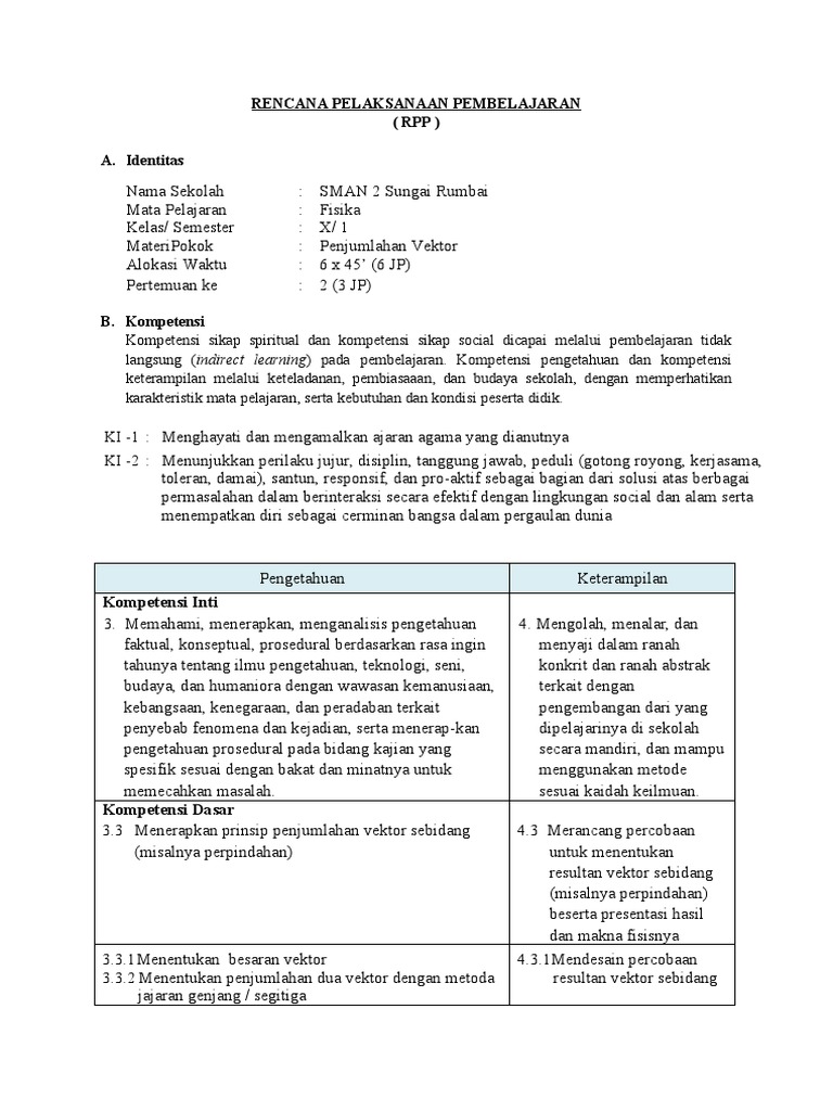 RPP 3. Vektor | PDF | Metode & Bahan Ajar | Seni