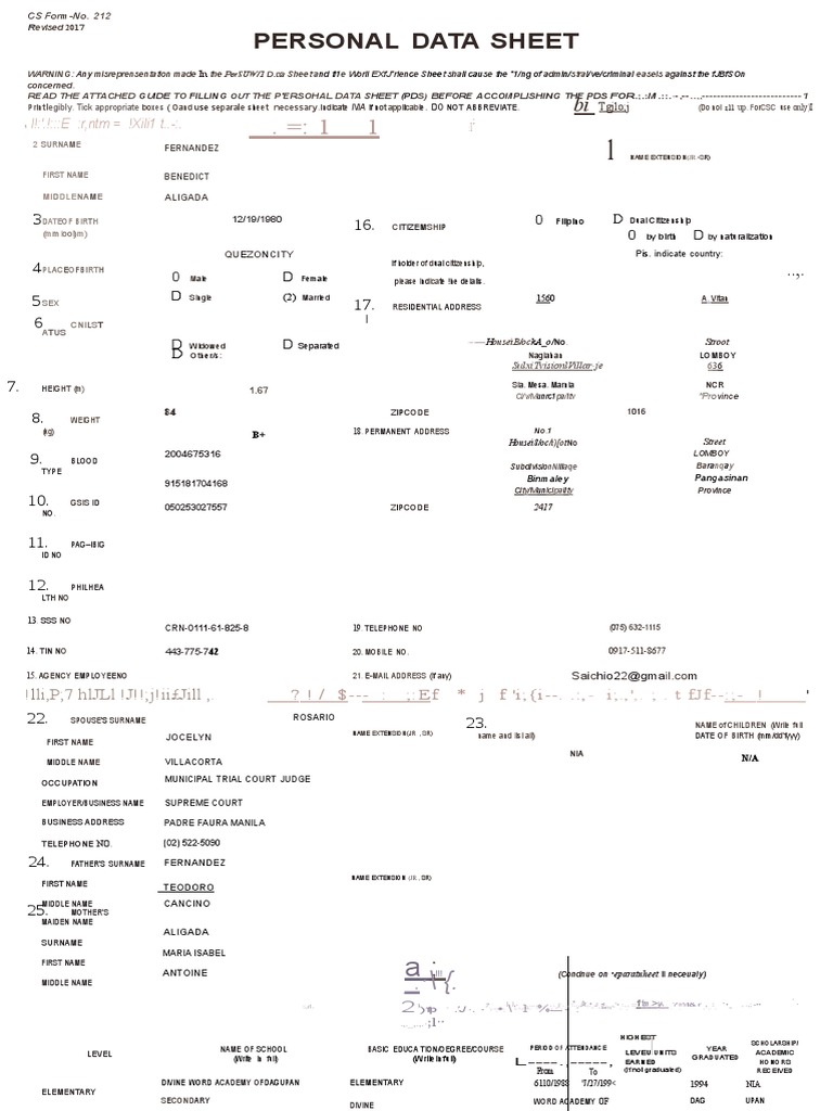 PDS and Work Experience Sheet 2021 | PDF