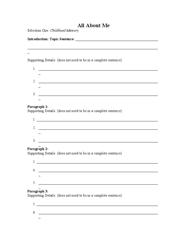 All About Me Planning Sheet | PDF