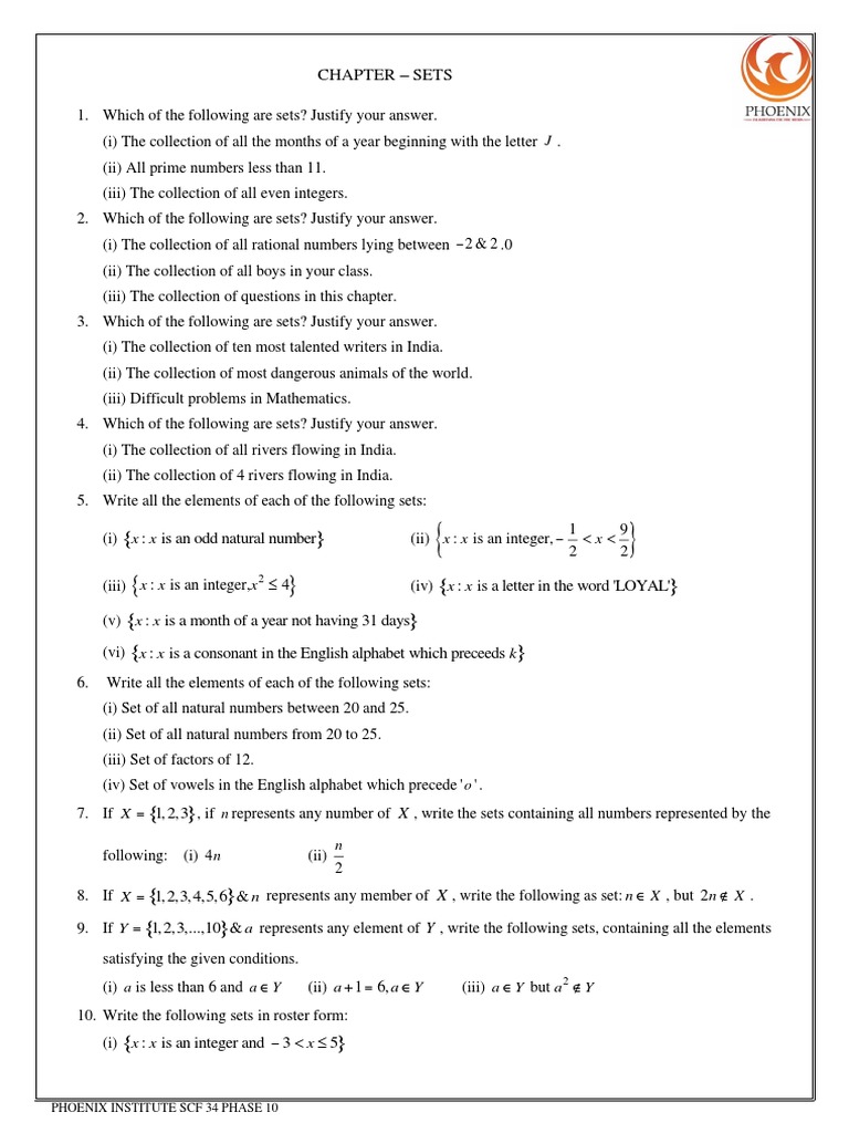 Chapter - Sets: XX XX X | Download Free PDF | Prime Number | Numbers