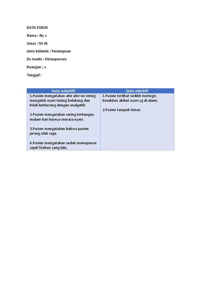 Data Fokus Osteoporosis Kelompok | PDF | Kesehatan Holistik