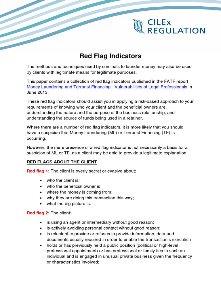 AML Red Flag Indicators Overview | PDF | Money Laundering | Financial ...