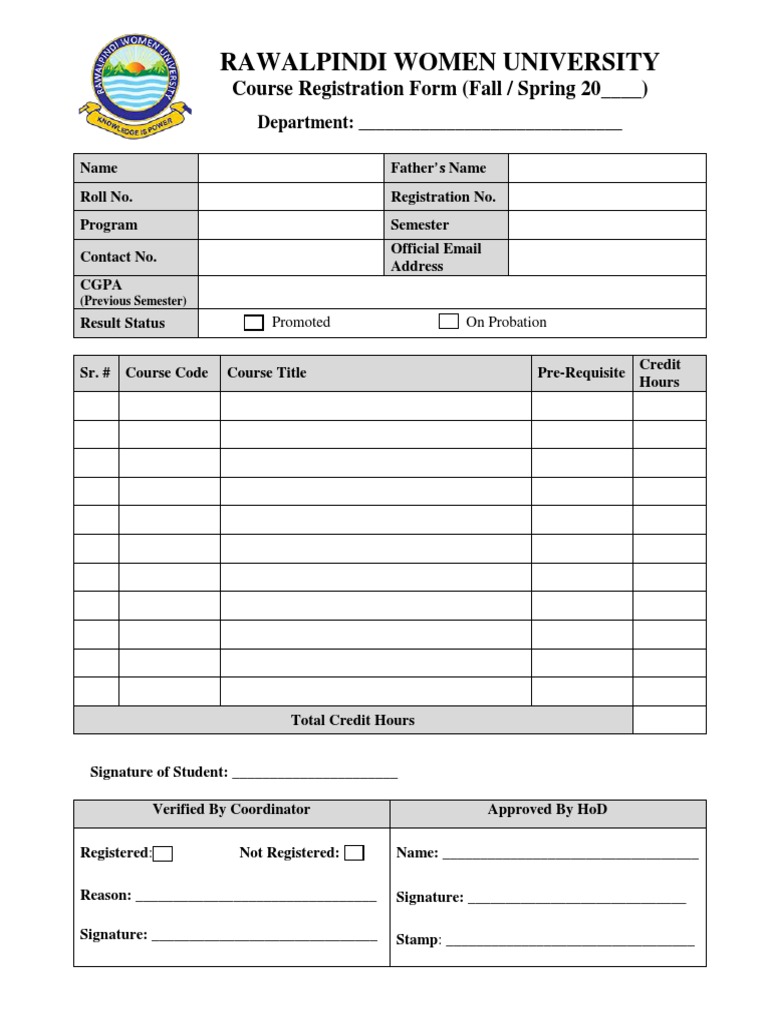 Student Course Registration Form PDF | PDF