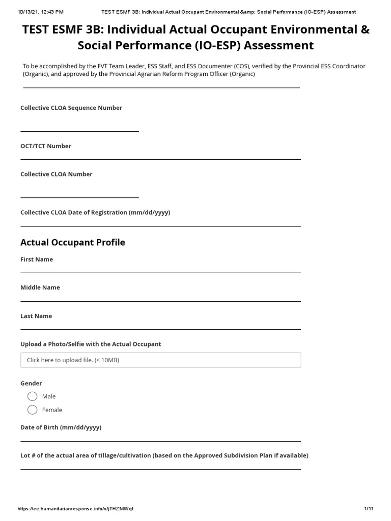IO-ESP Assessment for Actual Occupants | PDF | Marriage | Social ...