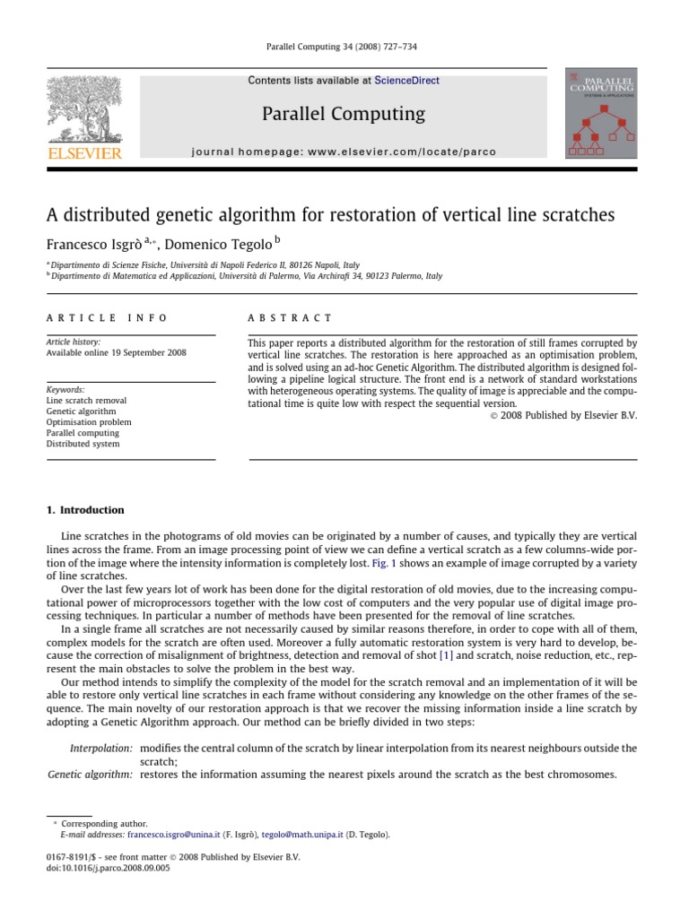A Distributed Genetic Algorithm For Restoration of Vertical Line ... A Distributed Genetic Algorithm For Restoration of Vertical Line ...