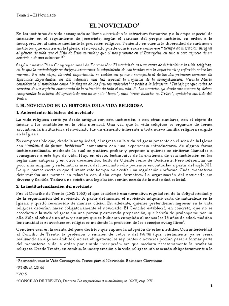 Significado y función del noviciado | PDF | Carisma | Iglesia Católica