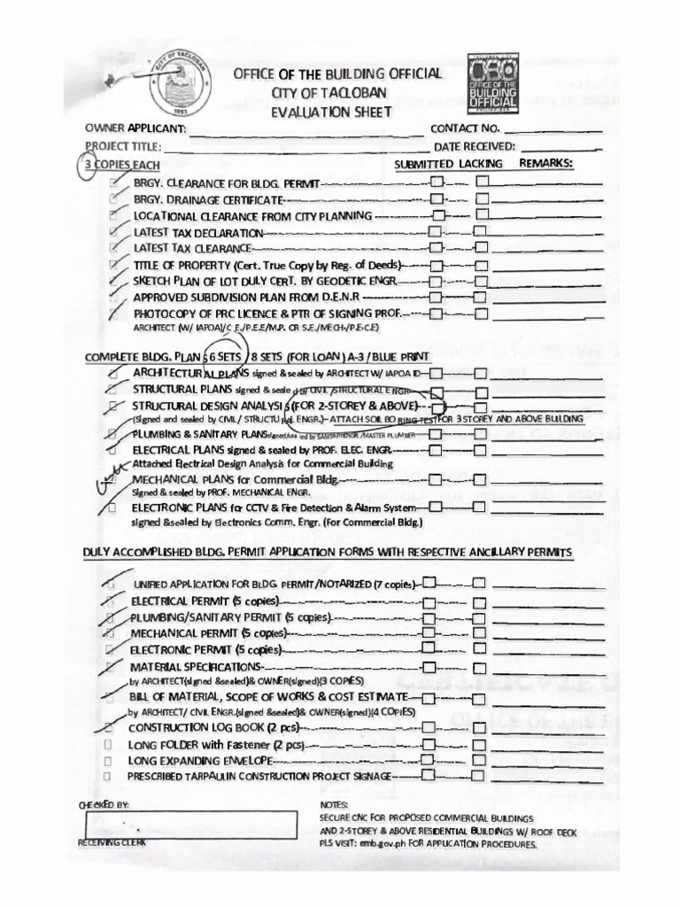 Application For Building Permit Forms - Tacloban City | PDF ...