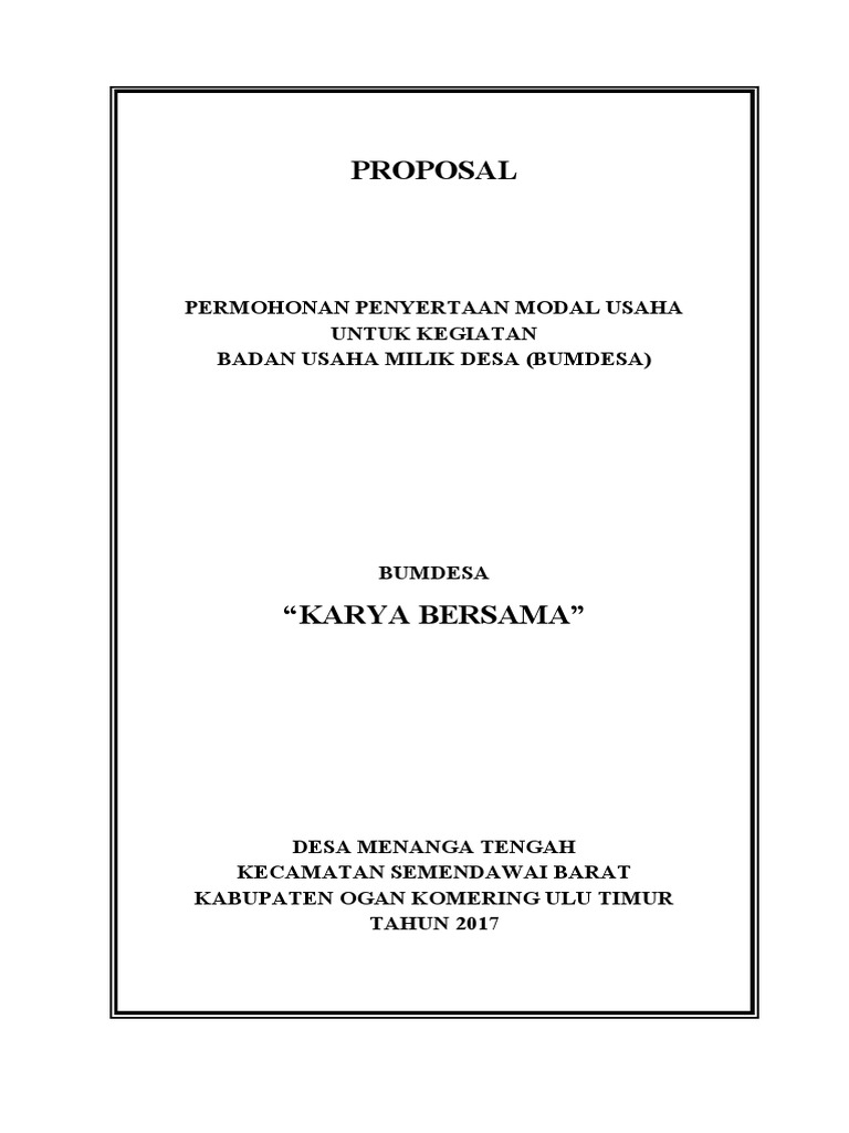 Proposal Bumdes BTT 2017 | PDF