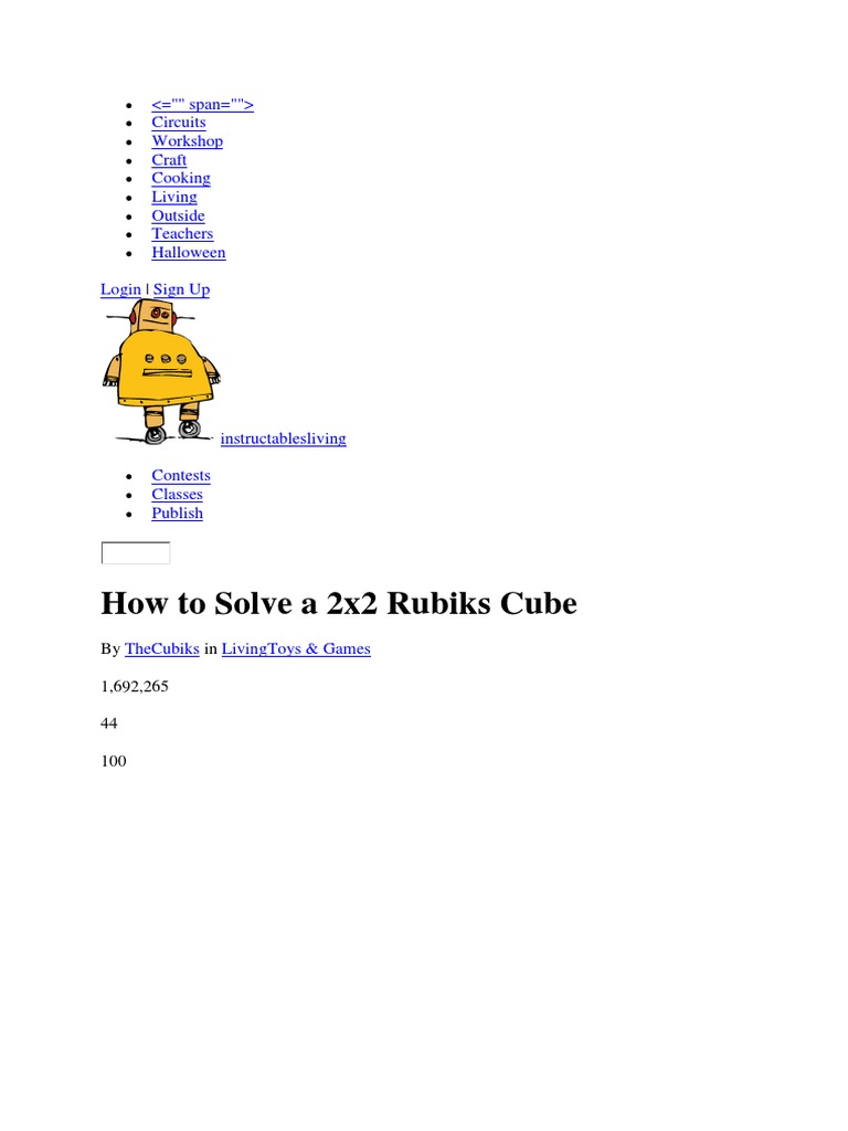 How To Solve A 2x2 Rubiks Cube | PDF