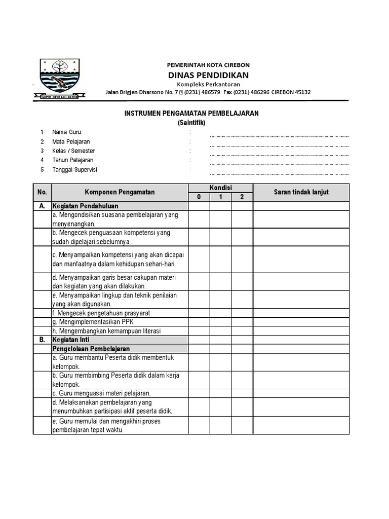 Instrumen Observasi Pembelajaran | PDF