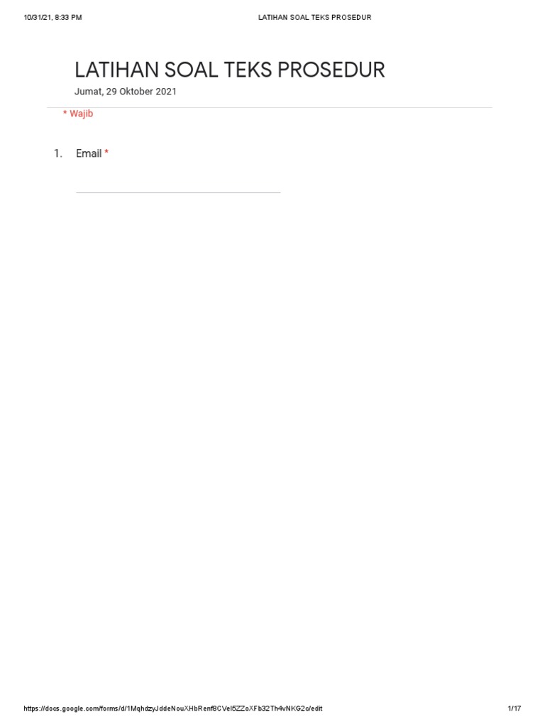 Latihan Soal Teks Prosedur - Google Formulir | PDF