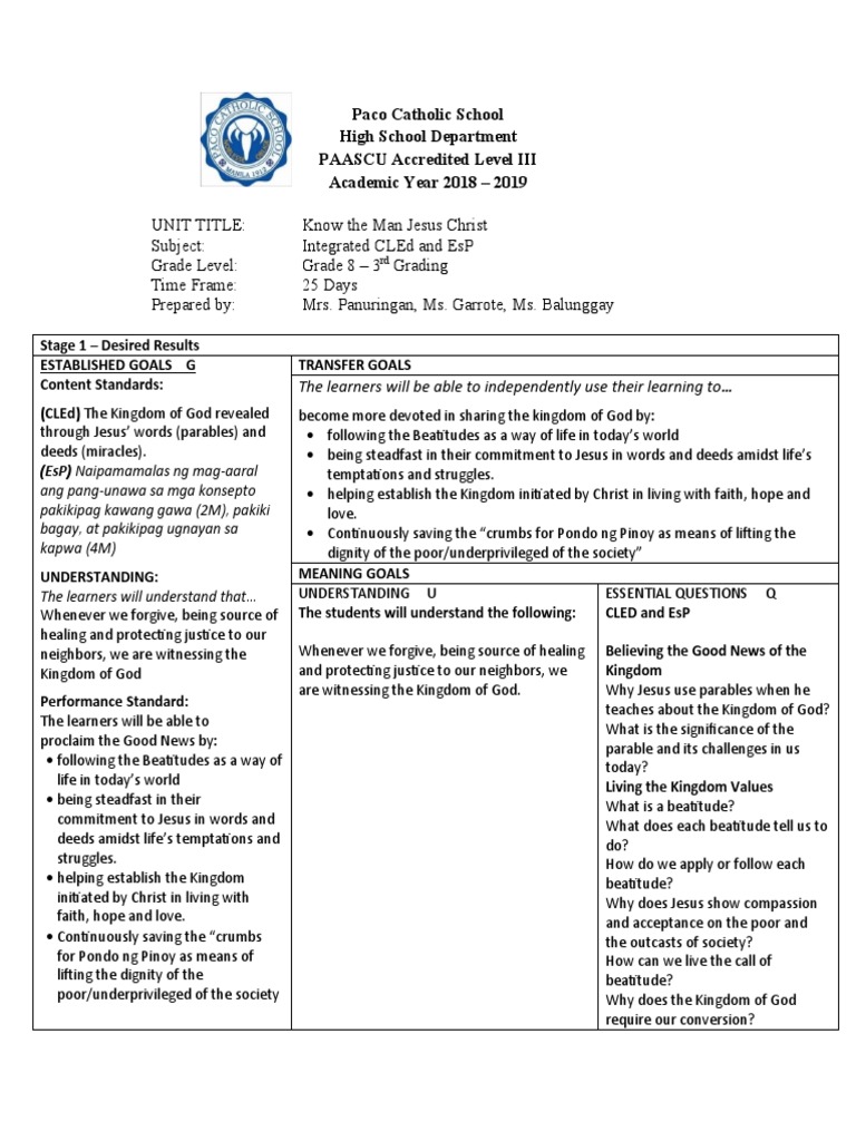 Grade8 3RD Grading S1 S2 Final | PDF | Jesus | Religious Belief And ...