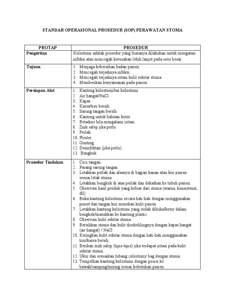 SOP Perawatan Stoma | PDF