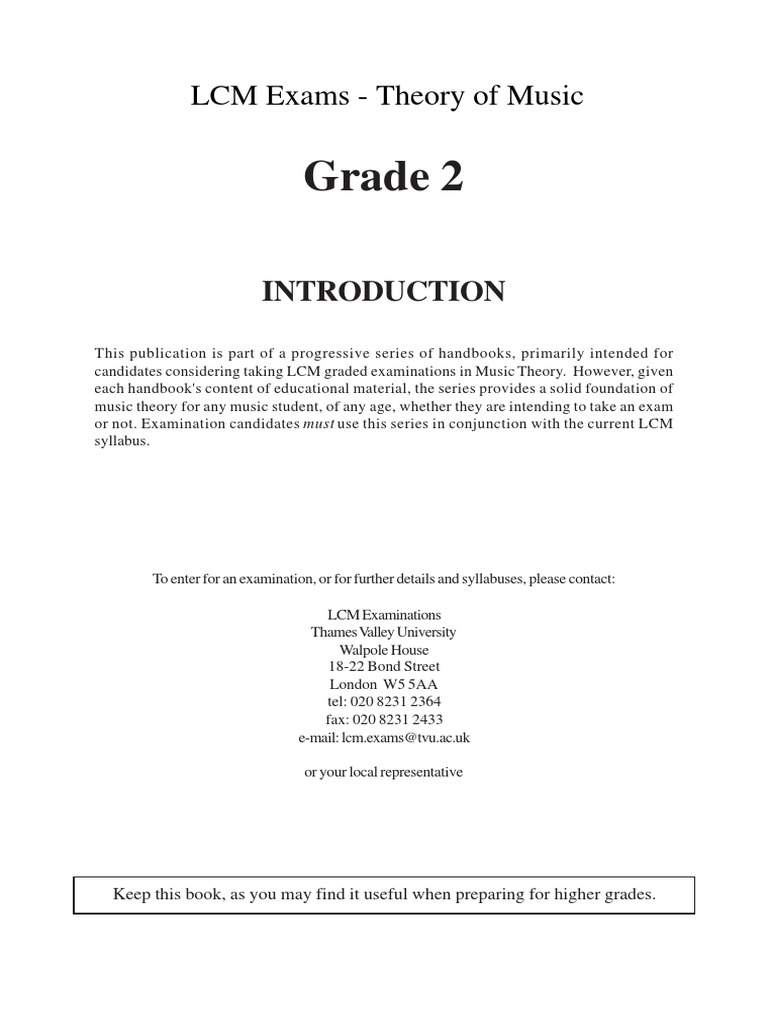 Grade 2: LCM Exams - Theory of Music | PDF | Minor Scale | Scale (Music)