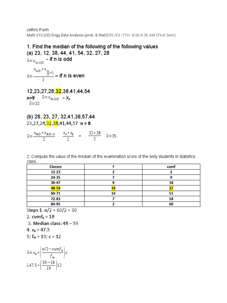 Median, Mode, Quartiles & Percentiles | PDF | Statistics | Analysis