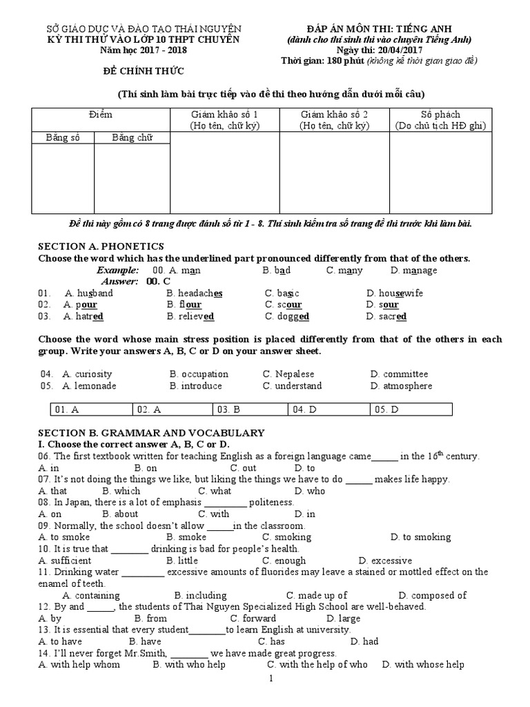 English Exam Answer Key 2017-2018 | PDF | Shyness