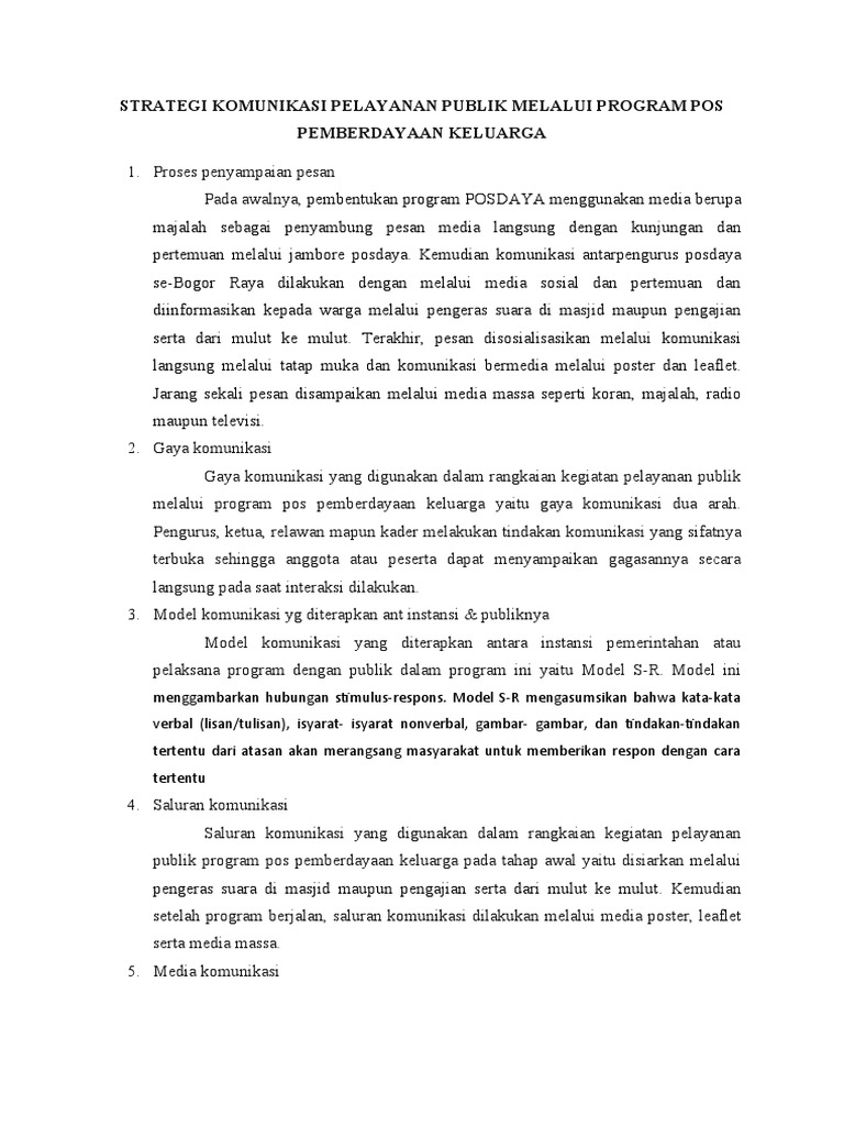 Strategi Komunikasi Program POSDAYA | PDF | Karier & Perkembangan ...