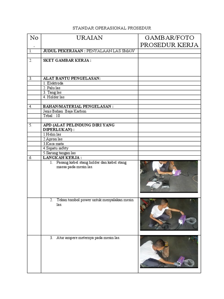 Sop Penyalaan Las Smaw | PDF