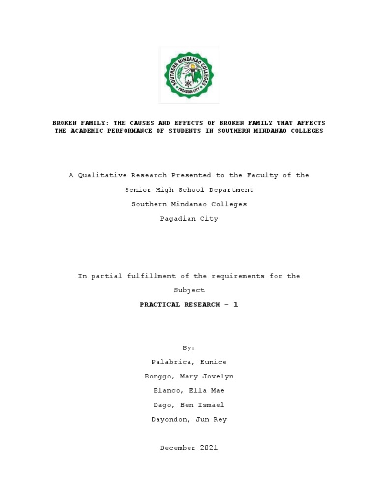 Humss-Group-B-Practical-Research Final | PDF | Survey Methodology | Family