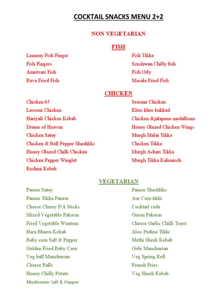 BQT Snacks Menu Package | PDF