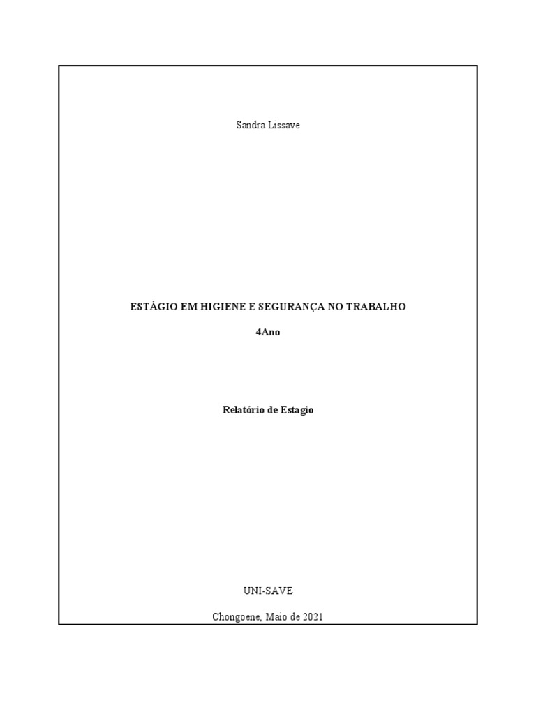 Sandra Lissave Relatoria de HST | PDF | Fator de risco | Química