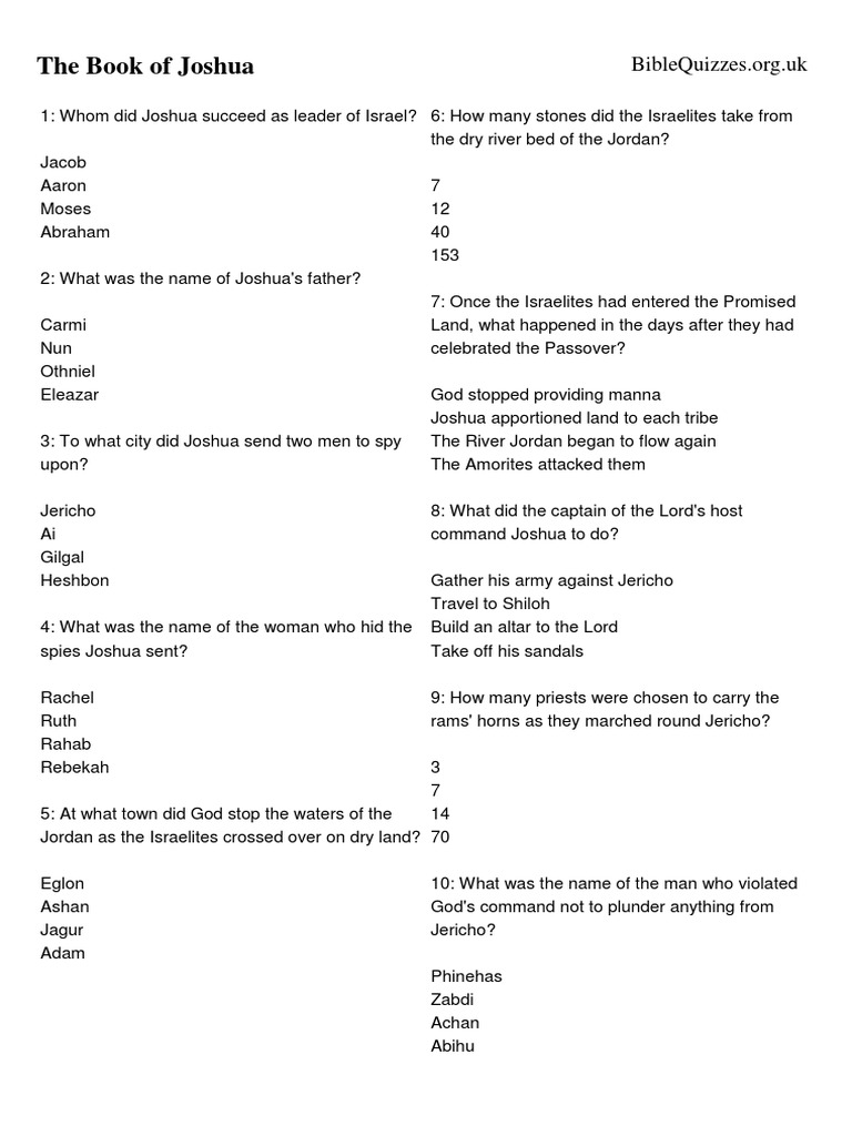 The Book of Joshua | PDF | Joshua | Israelites