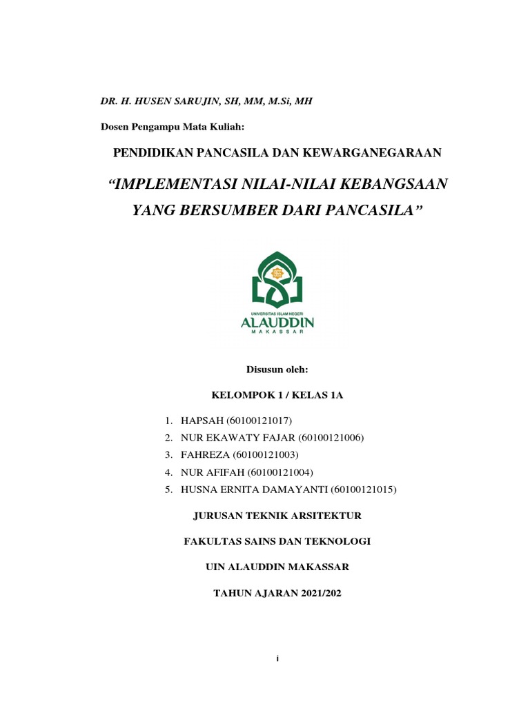 Implementasi Nilai-Nilai Kebangsaan Yang Bersumber Dari Pancasila | PDF | Ilmu Sosial | Sains ...