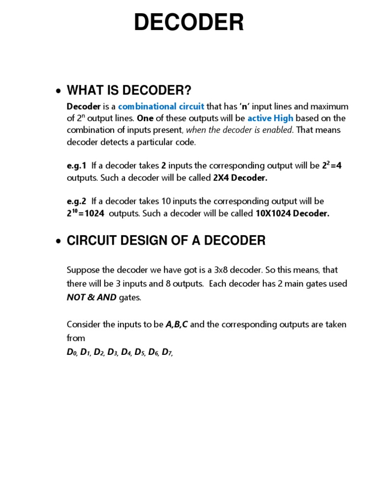 Decoder | PDF | Teaching Mathematics | Computer Engineering